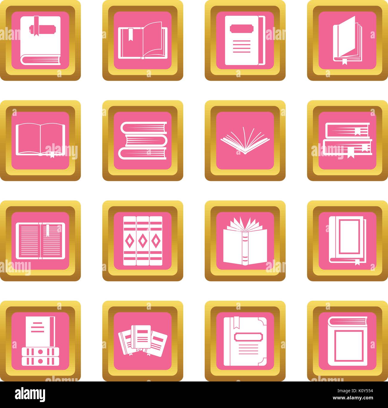 Books icons pink Stock Vector Image & Art - Alamy