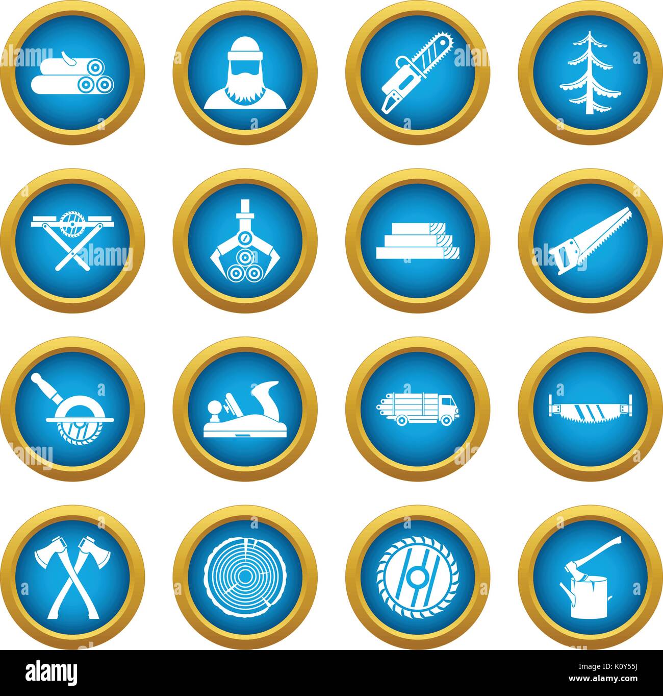 Timber industry icons blue circle set Stock Vector Image & Art - Alamy