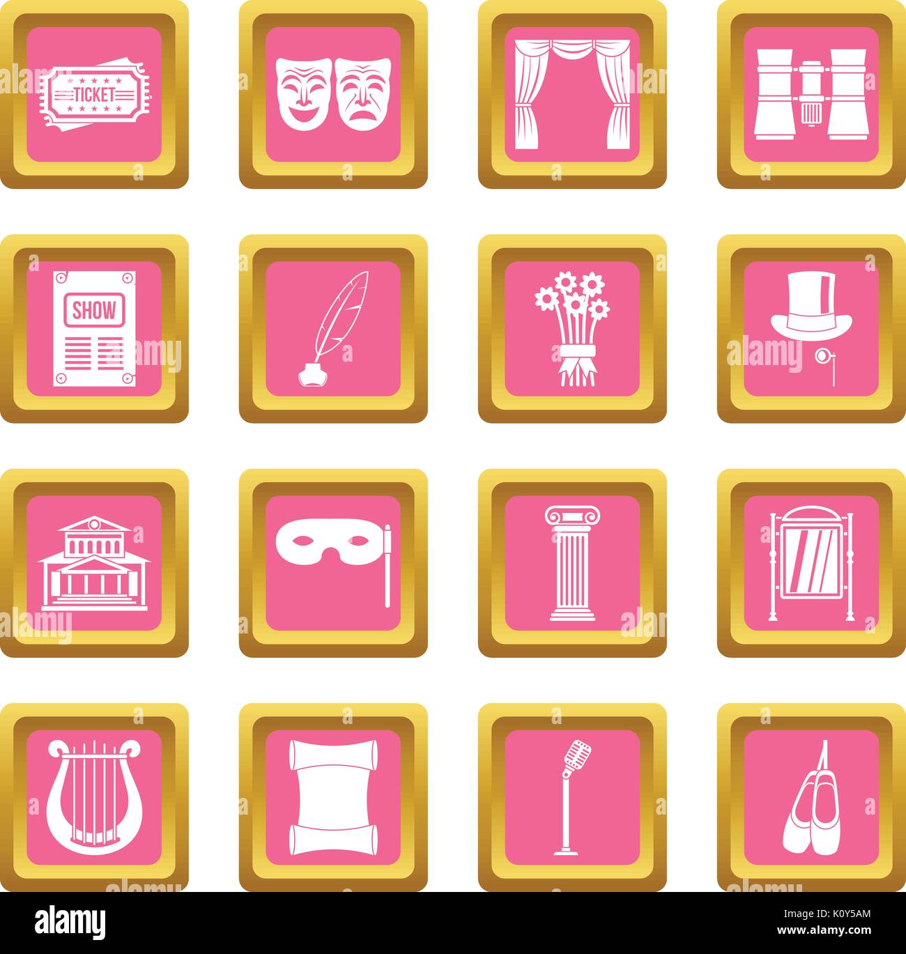 Theater icons pink Stock Vector Image & Art - Alamy