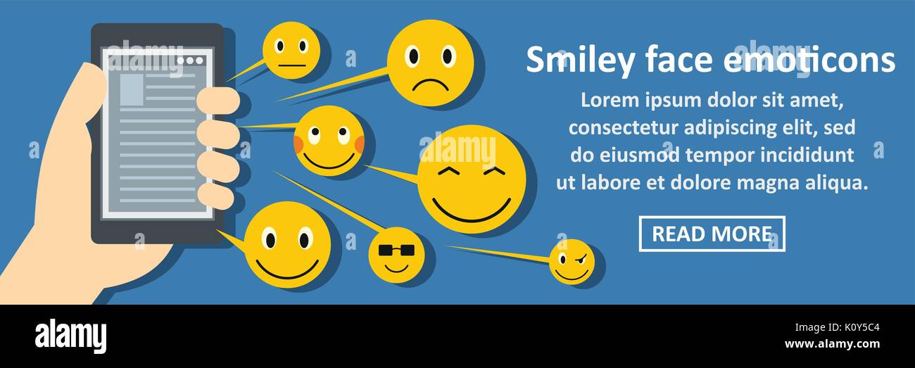 Smiley face emoticons banner horizontal concept Stock Vector Image ...