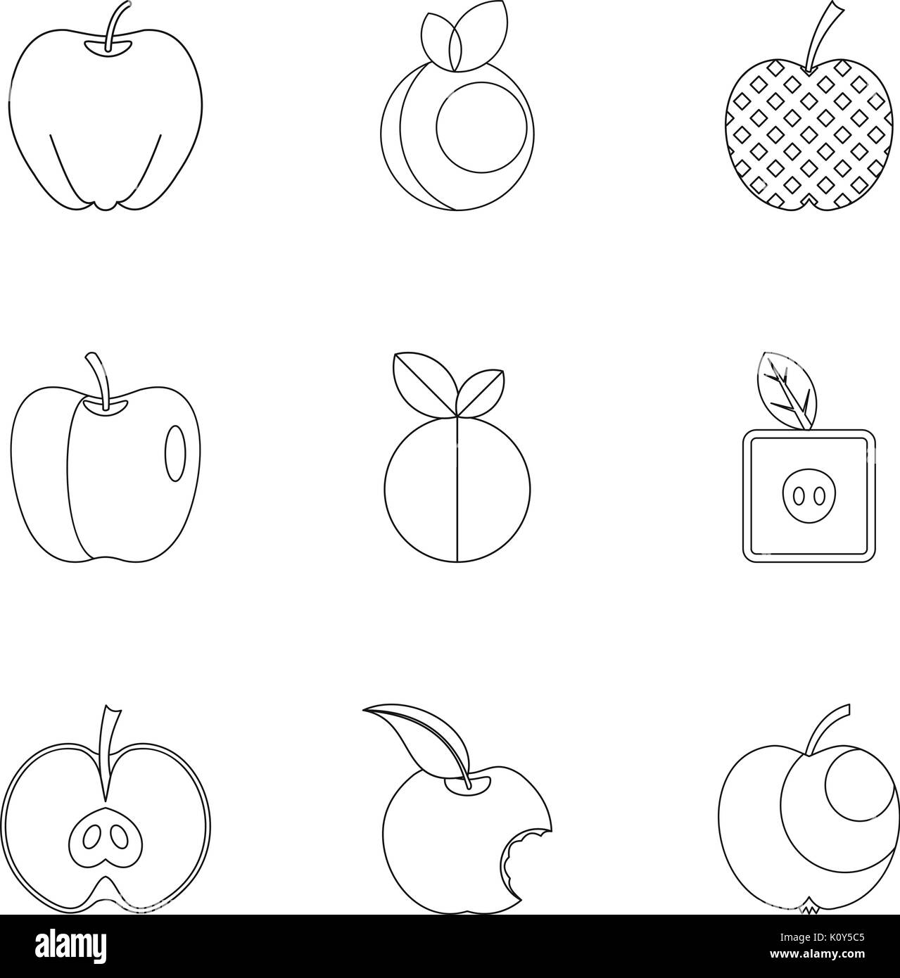 Natural apple icon set, outline style Stock Vector Image & Art - Alamy