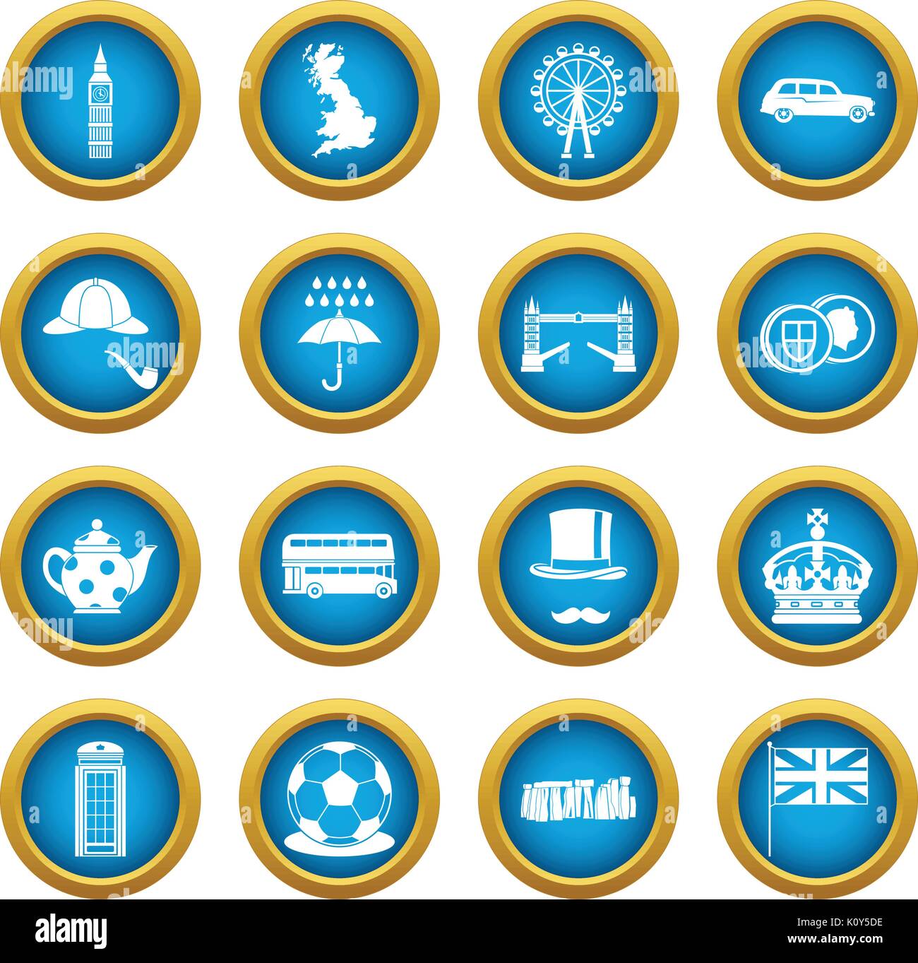 Great Britain icons blue circle set Stock Vector Image & Art - Alamy