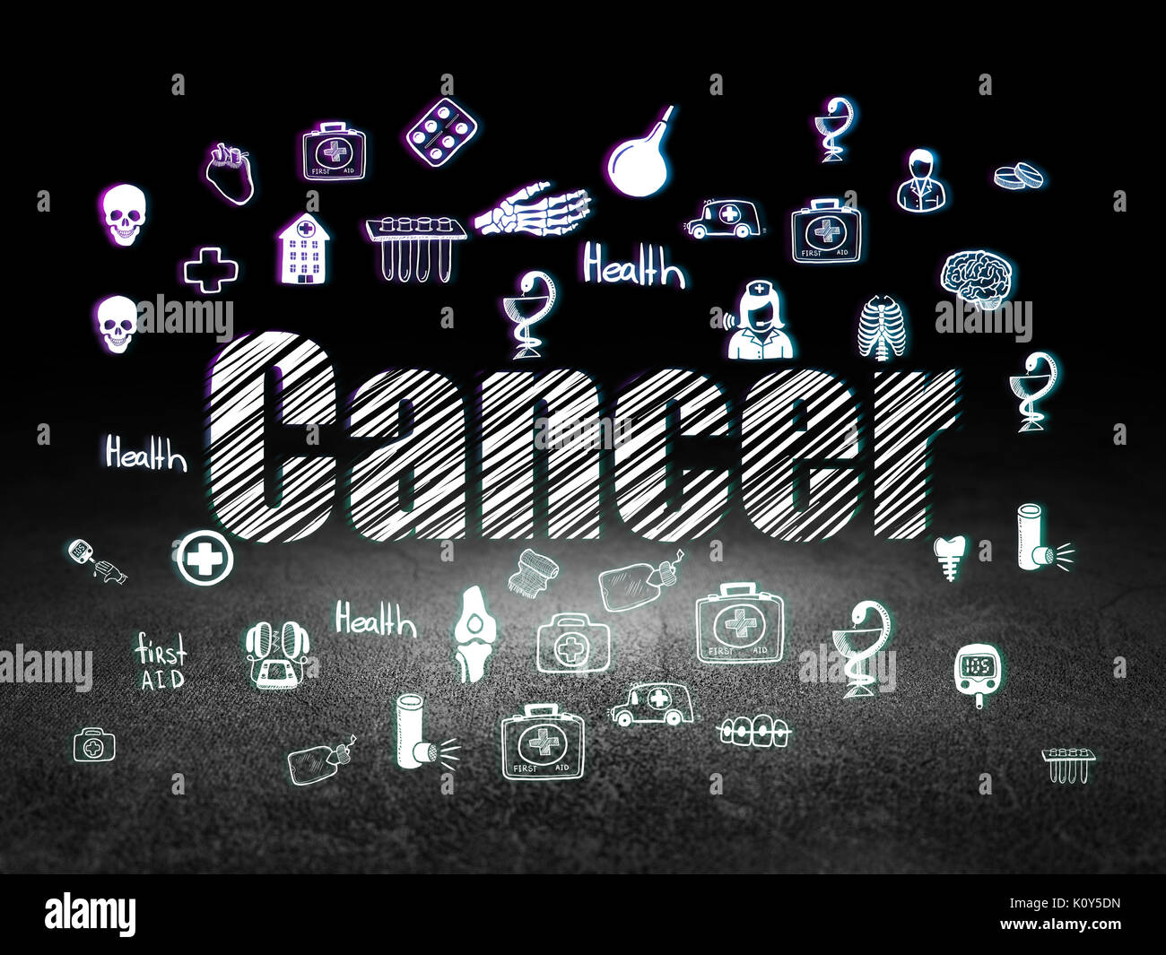 Healthcare concept: Cancer in grunge dark room Stock Photo - Alamy