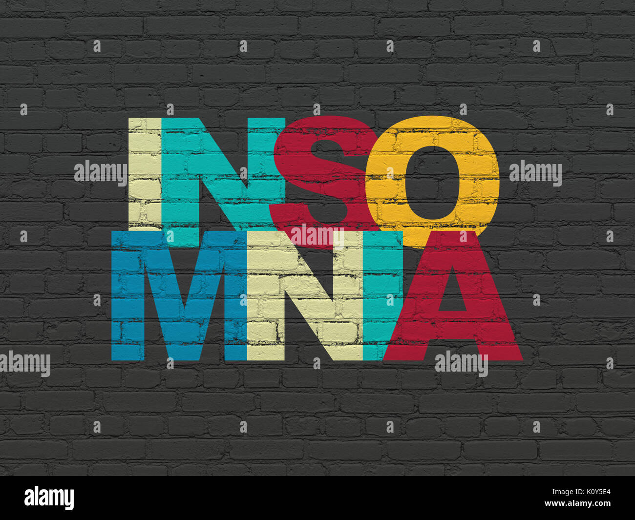 Medicine concept: Insomnia on wall background Stock Photo - Alamy