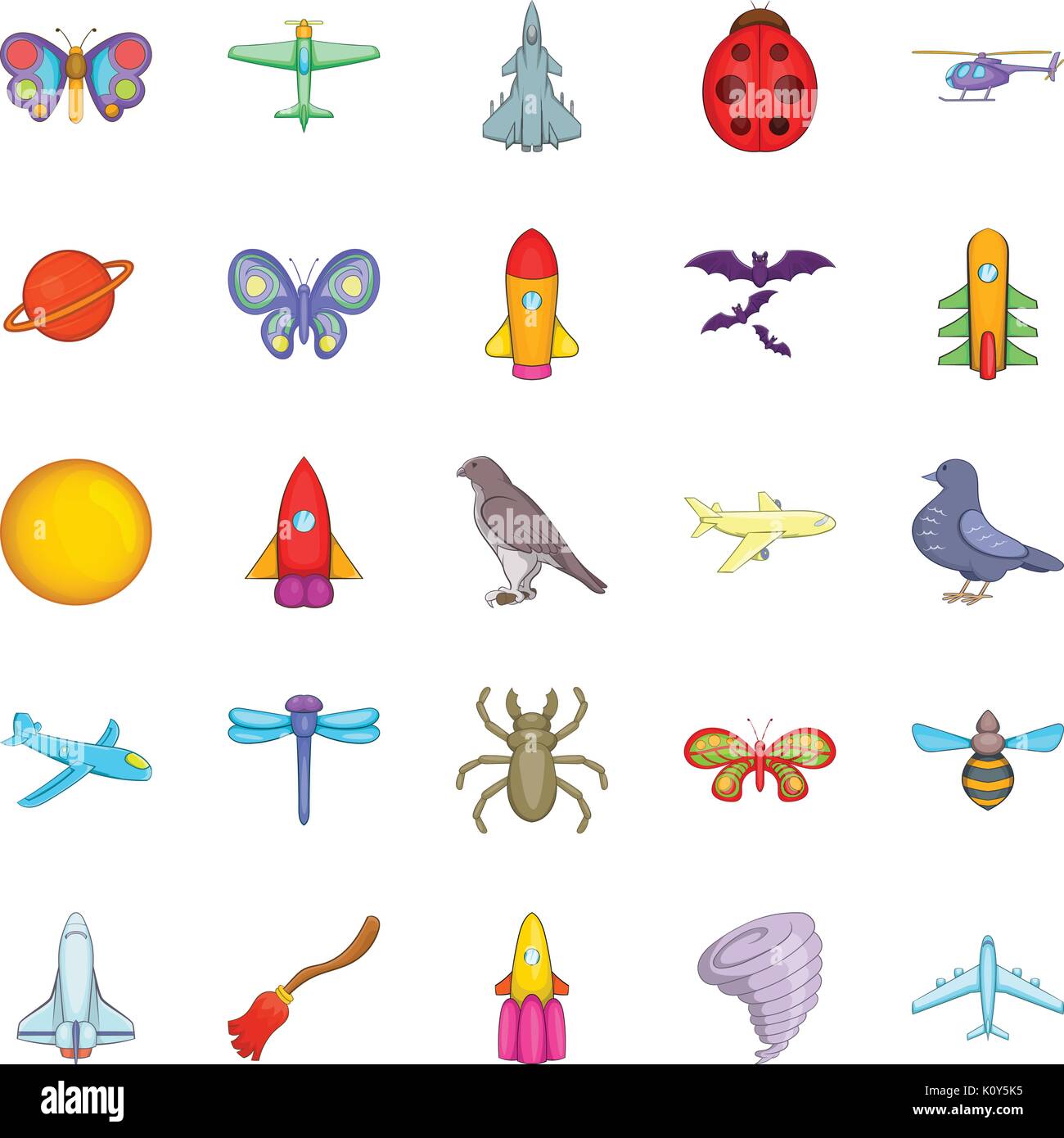 Fly icons set, cartoon style Stock Vector Image & Art - Alamy
