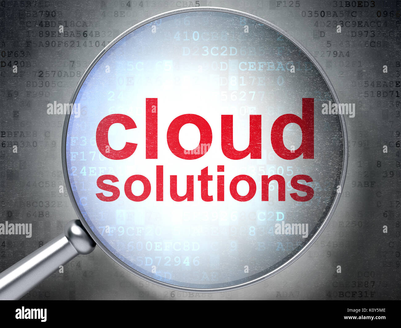 Cloud computing concept: Cloud Solutions with optical glass Stock Photo ...