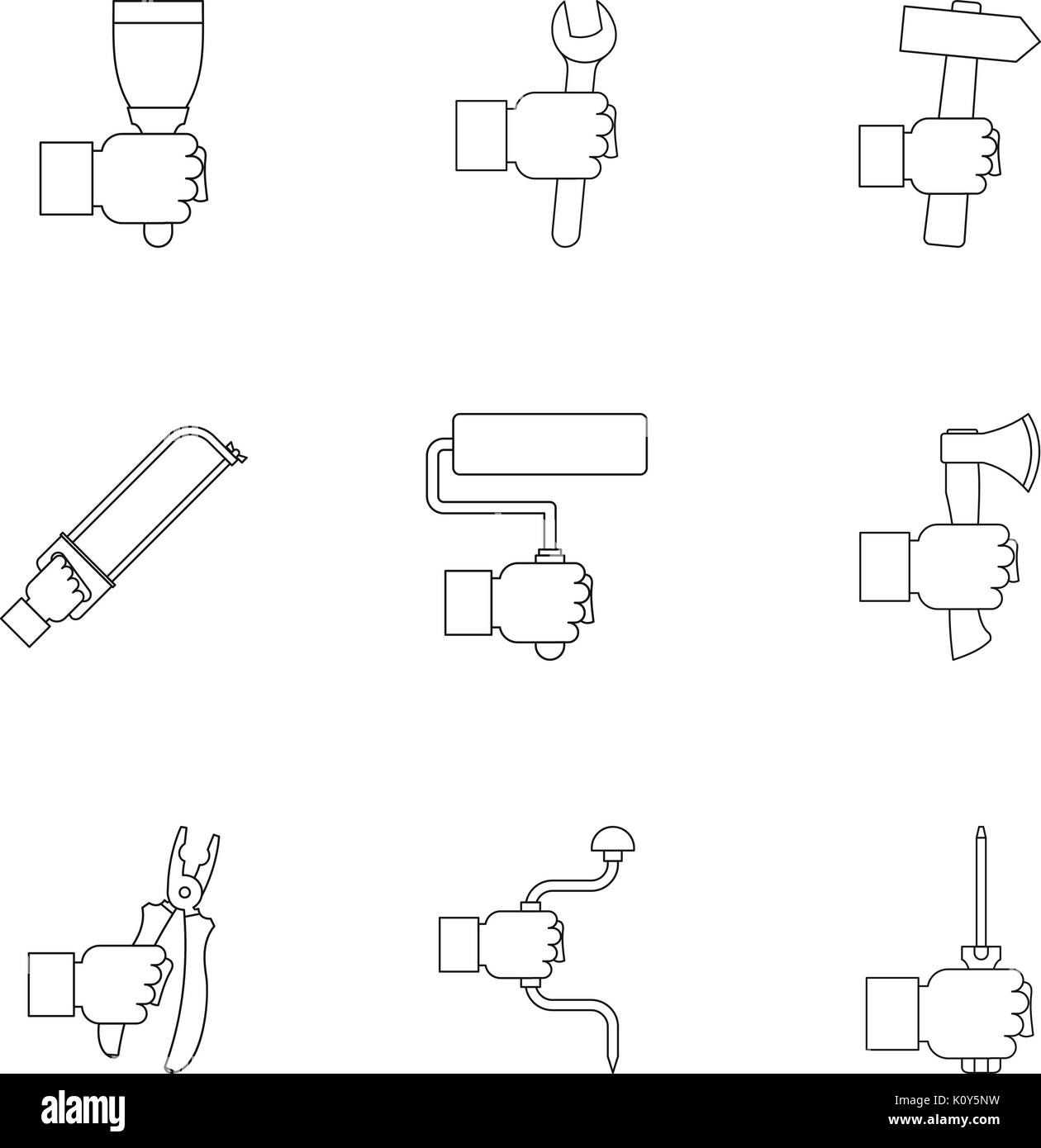 Hand saw gloves Black and White Stock Photos & Images - Alamy