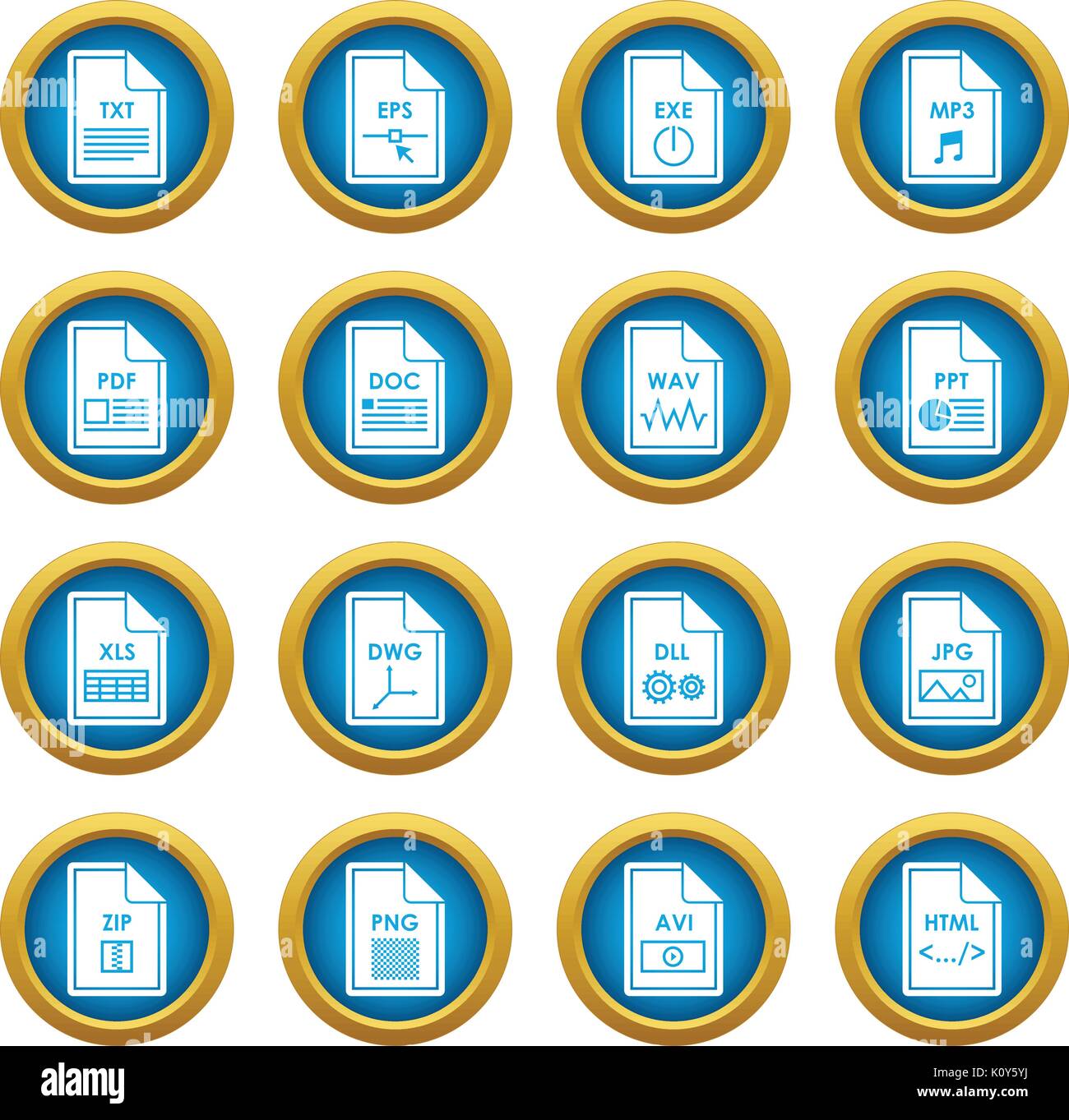 File format icons blue circle set Stock Vector Image & Art - Alamy