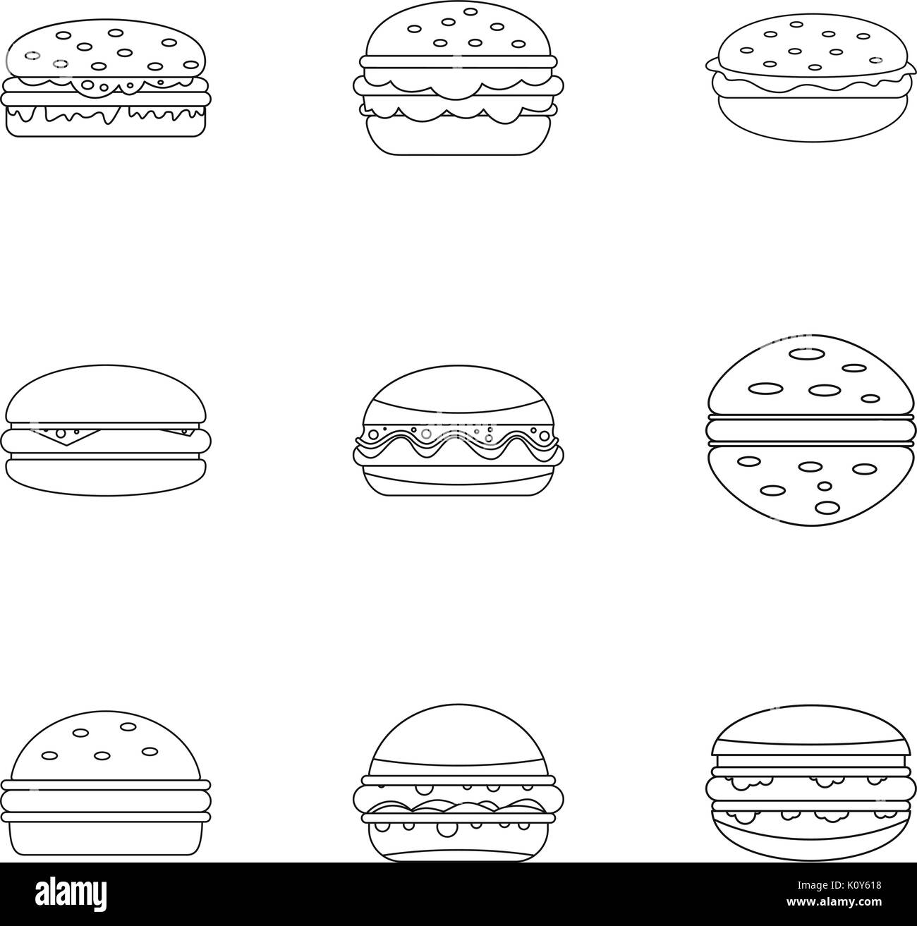Hamburger food icon set, outline style Stock Vector Image & Art - Alamy