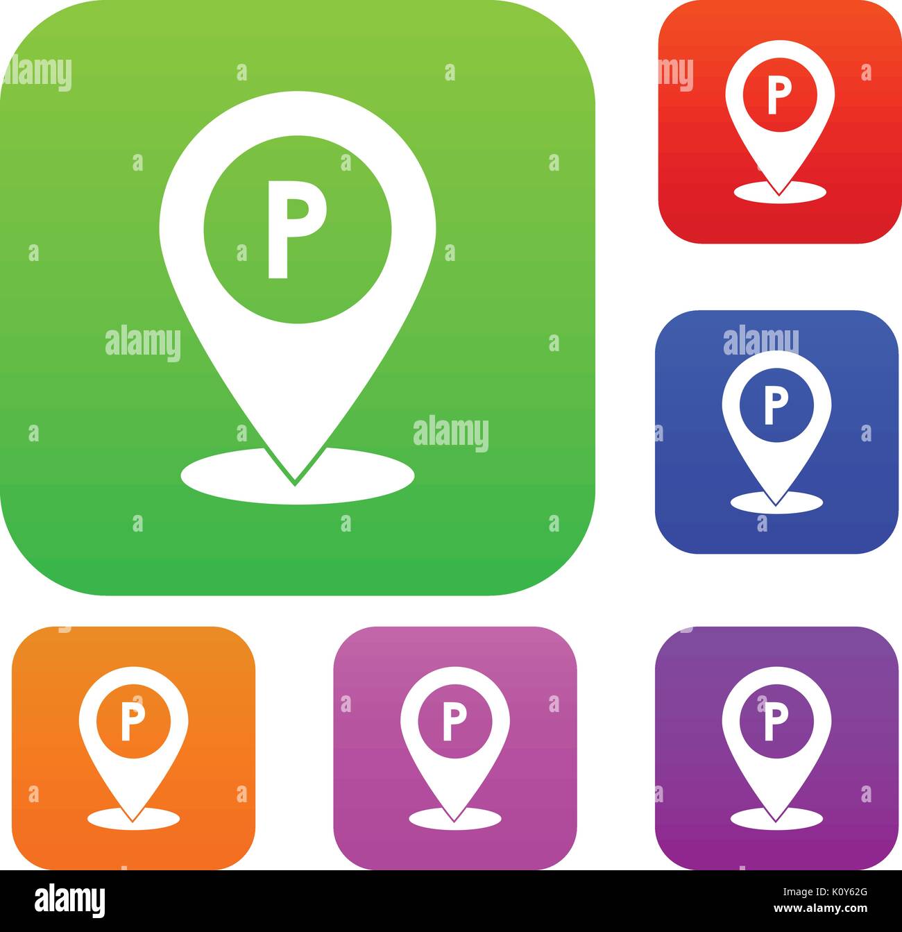 Map pointer with car parking sign set collection Stock Vector Image ...
