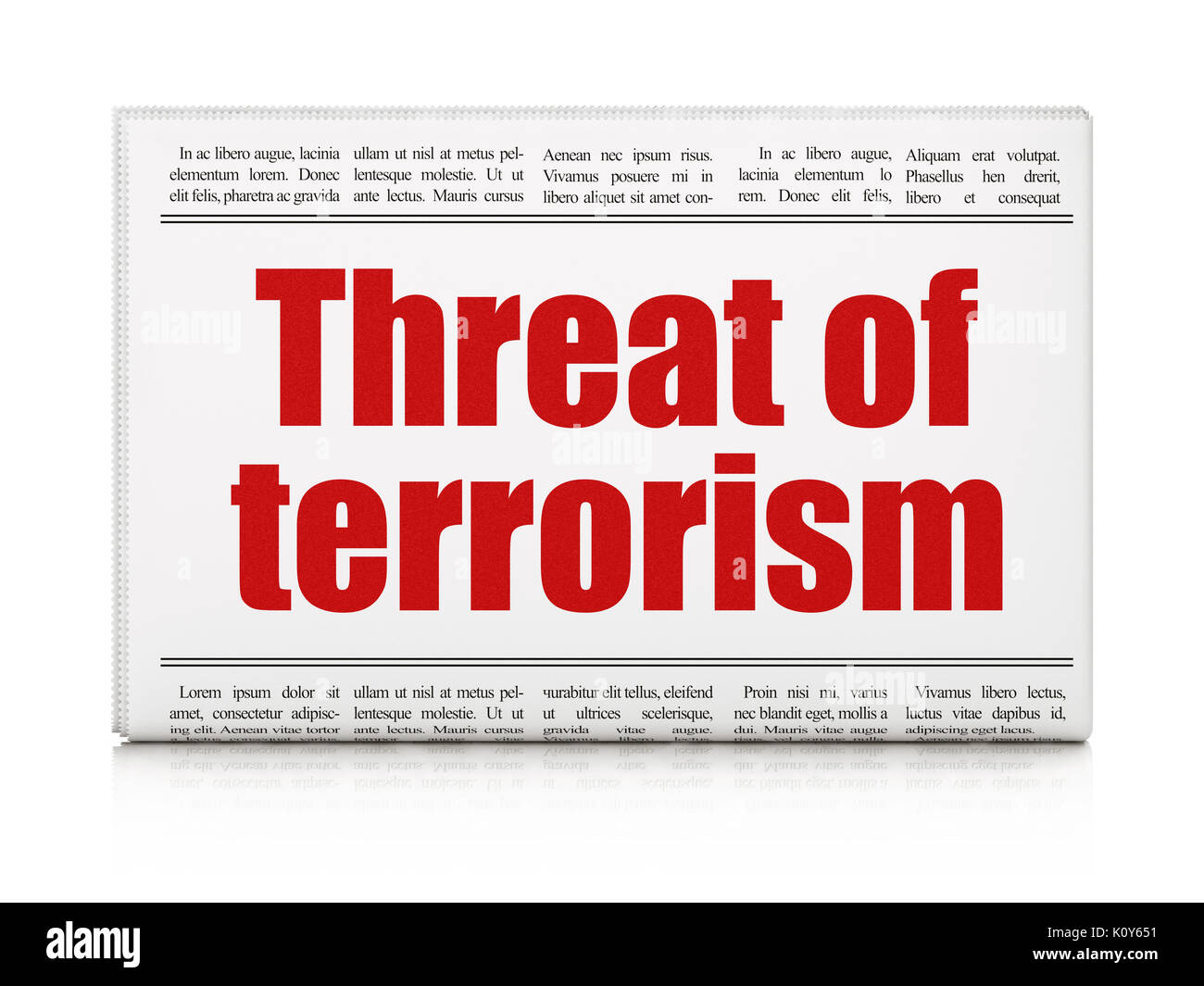 Political concept: newspaper headline Threat Of Terrorism Stock Photo ...