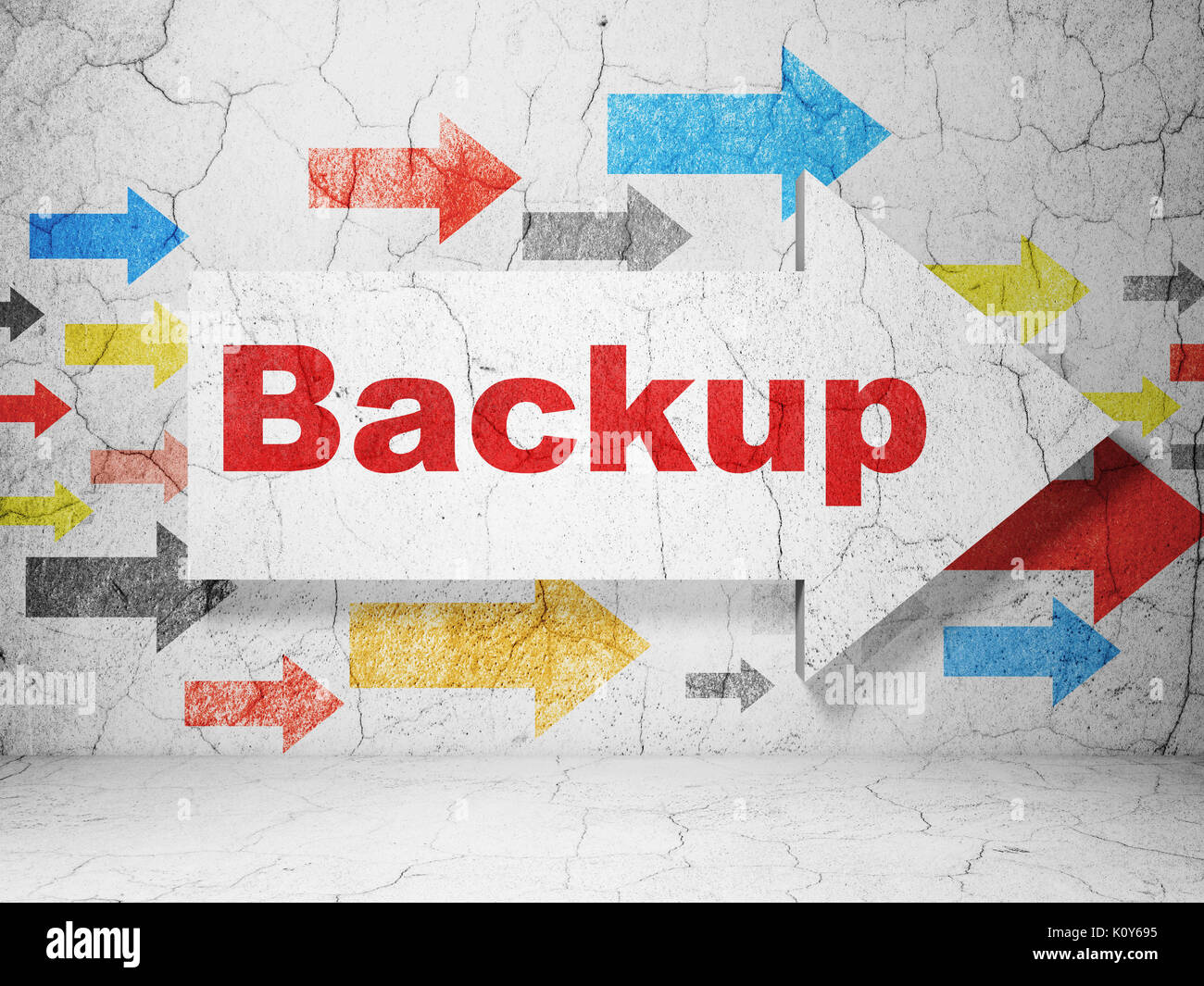 Software concept: arrow with Backup on grunge wall background Stock ...