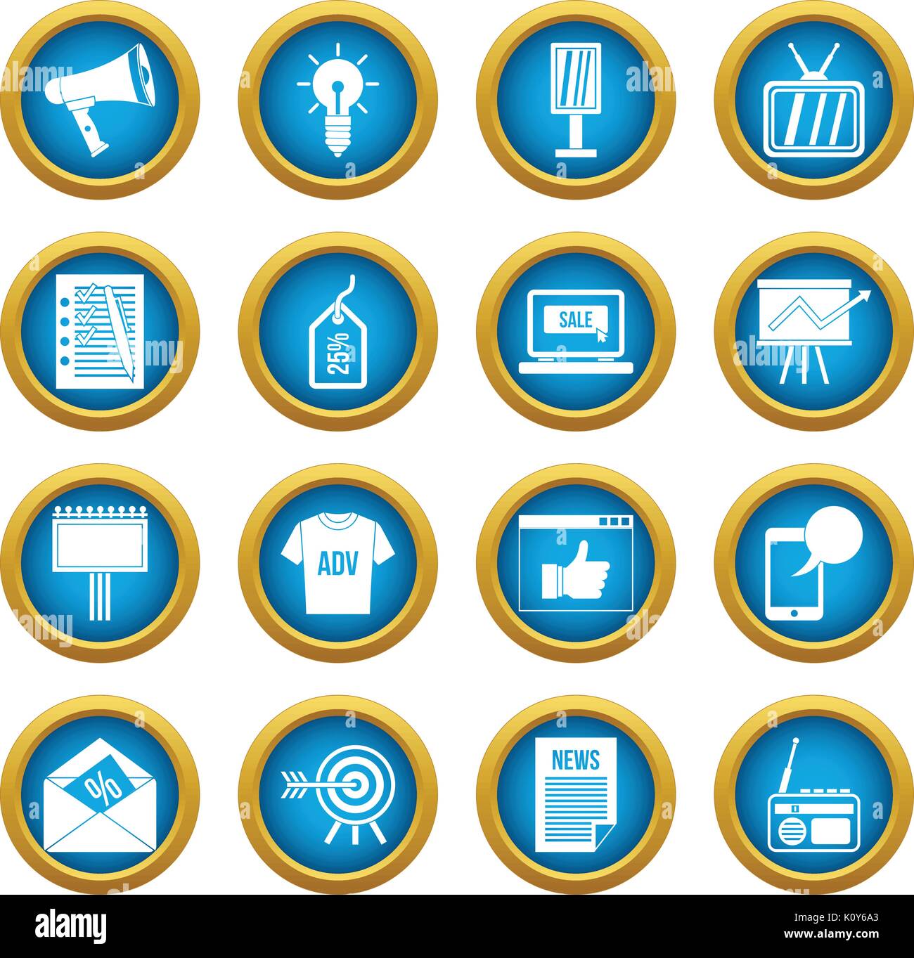 Advertisement icons blue circle set Stock Vector Image & Art - Alamy