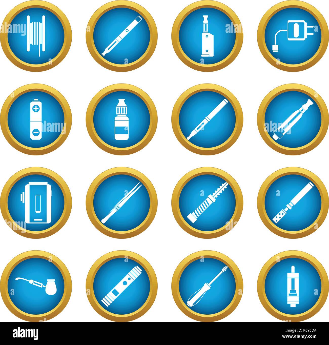 Vaping icons blue circle set Stock Vector Image & Art - Alamy