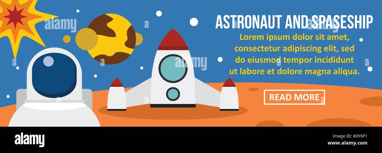 Astronaut and spaceship banner horizontal concept Stock Vector Image ...