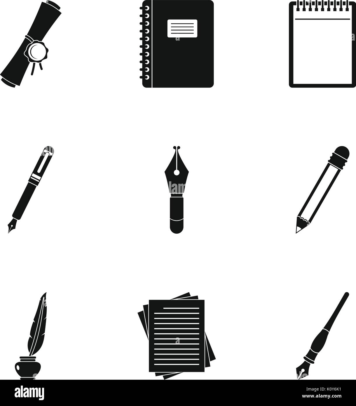 Retro pen type icon set, simple style Stock Vector Image & Art - Alamy