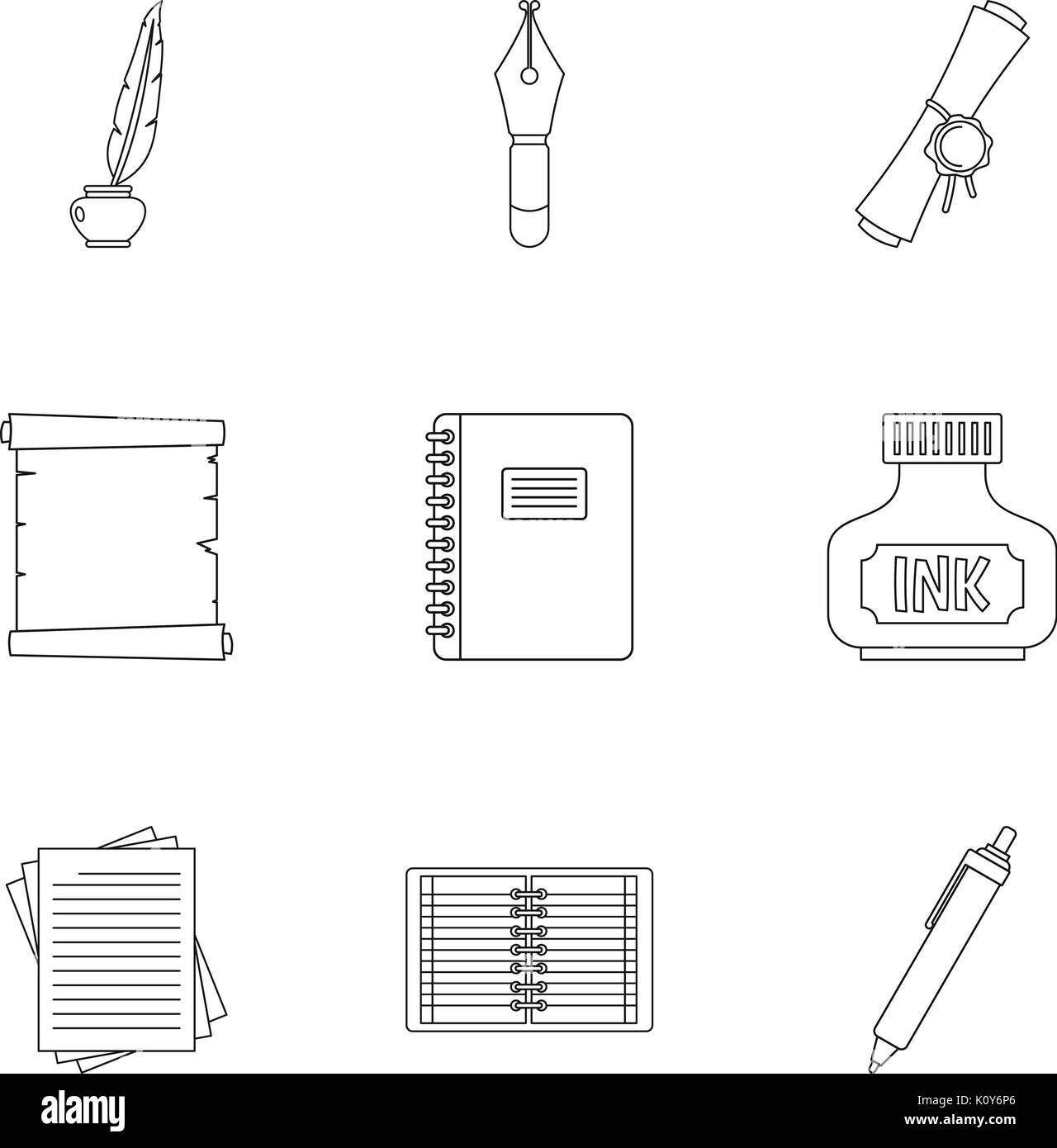 Pen tools icon set, outline style Stock Vector Image & Art - Alamy