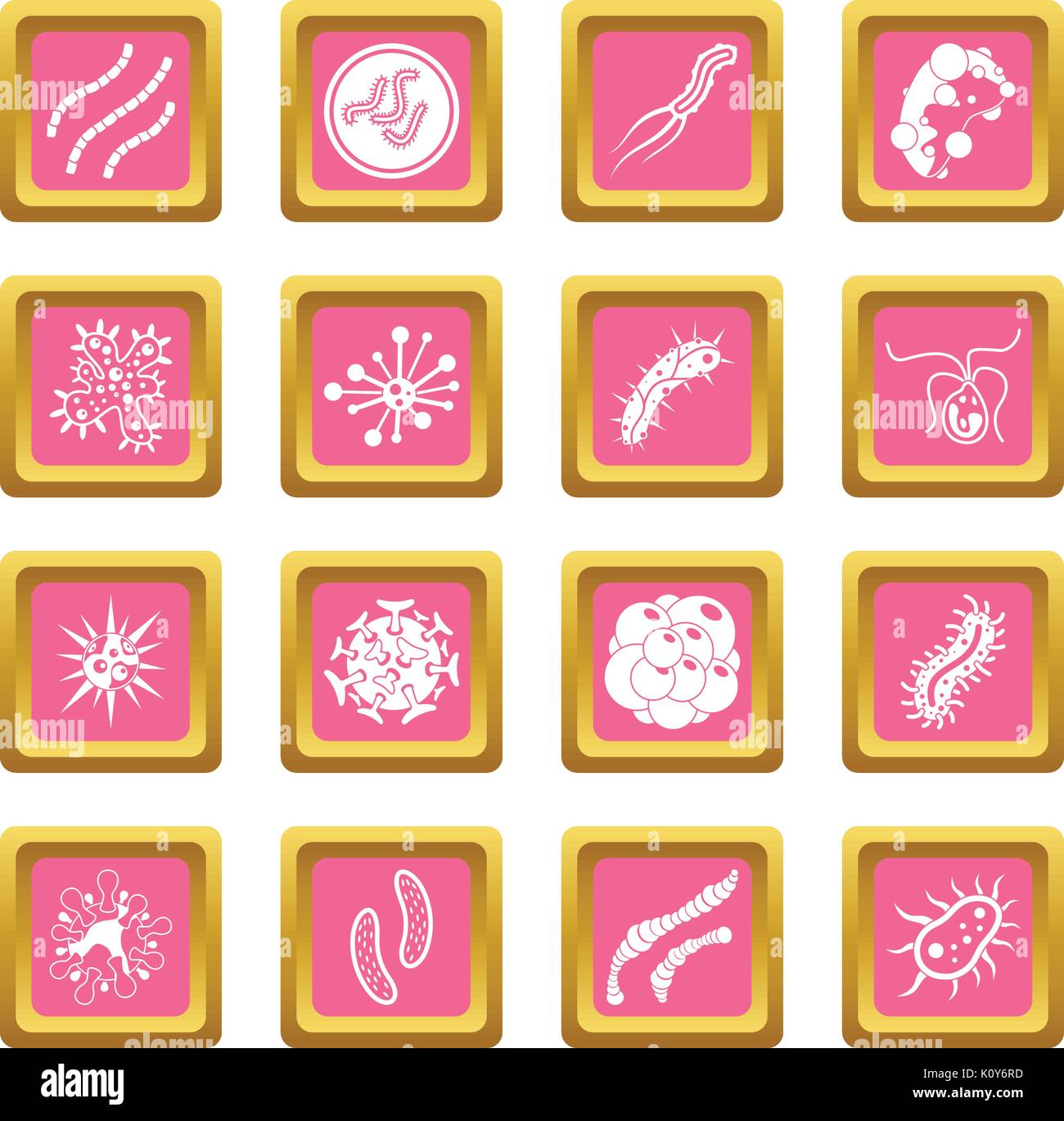 Virus bacteria icons pink Stock Vector Image & Art - Alamy
