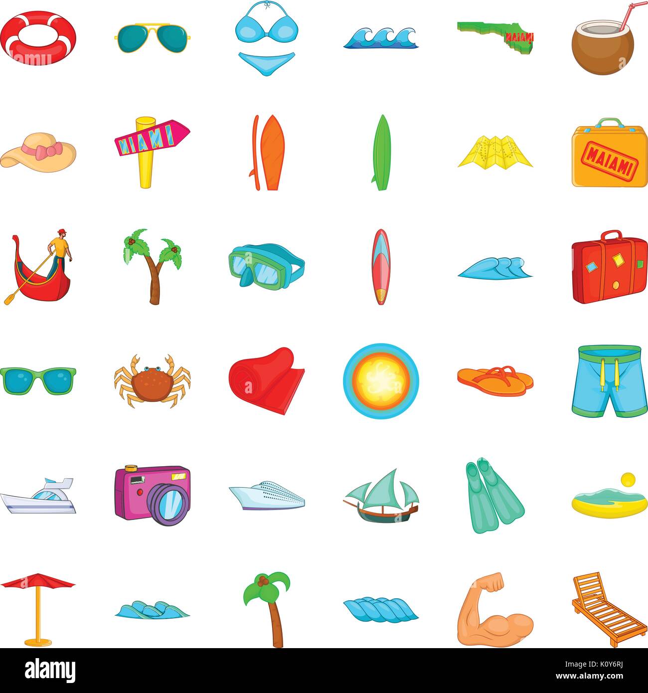 Vacation icons set, cartoon style Stock Vector Image & Art - Alamy
