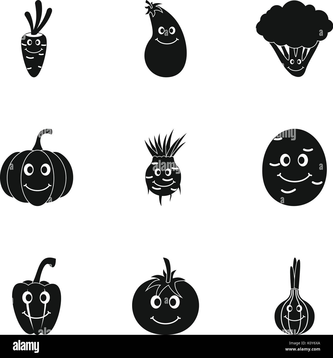 Vegetables emoji icon set, simple style Stock Vector Image & Art - Alamy