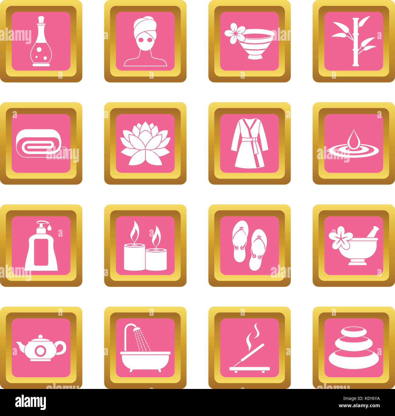 Spa treatments icons pink Stock Vector Image & Art - Alamy