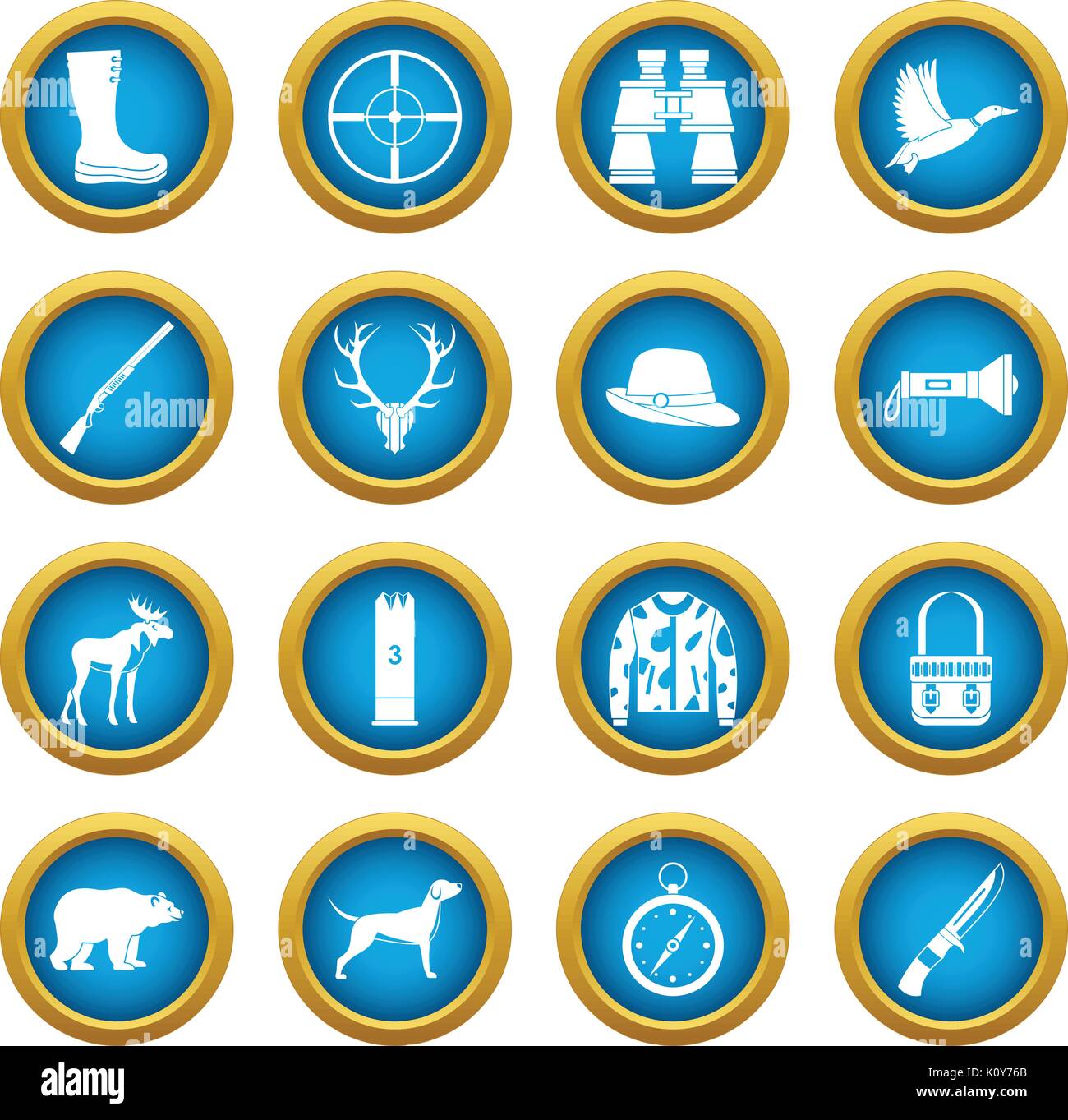 Hunting icons blue circle set Stock Vector Image & Art - Alamy