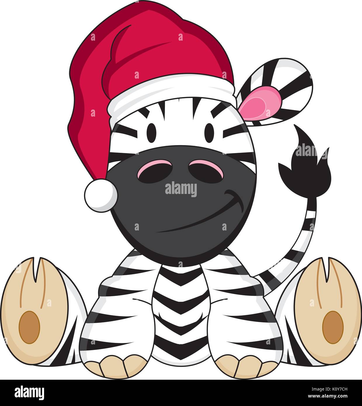 Cute Cartoon Zebra in Santa Claus Hat Vector Illustration Stock Vector ...