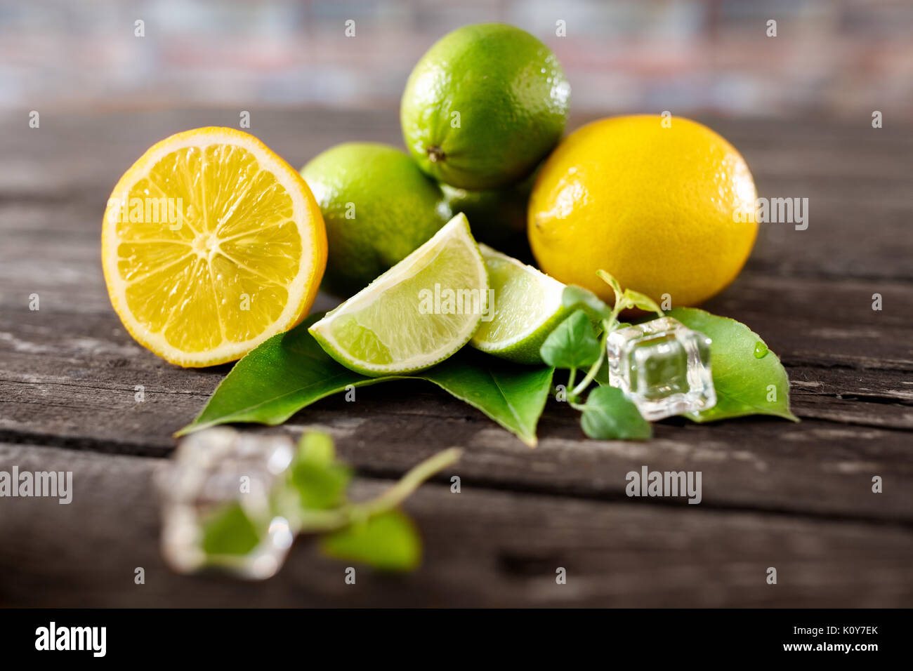 Healthy raw lime and lemons summer freshness fruits background Stock ...