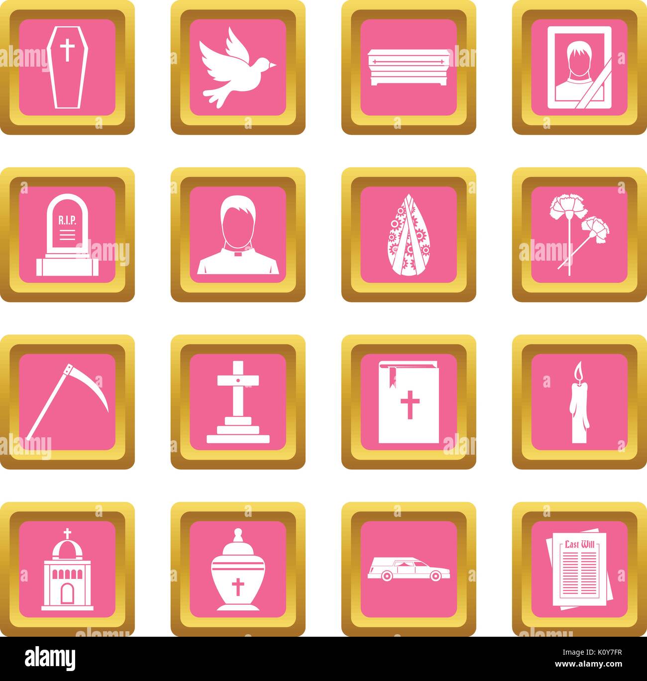 Funeral icons pink Stock Vector Image & Art - Alamy