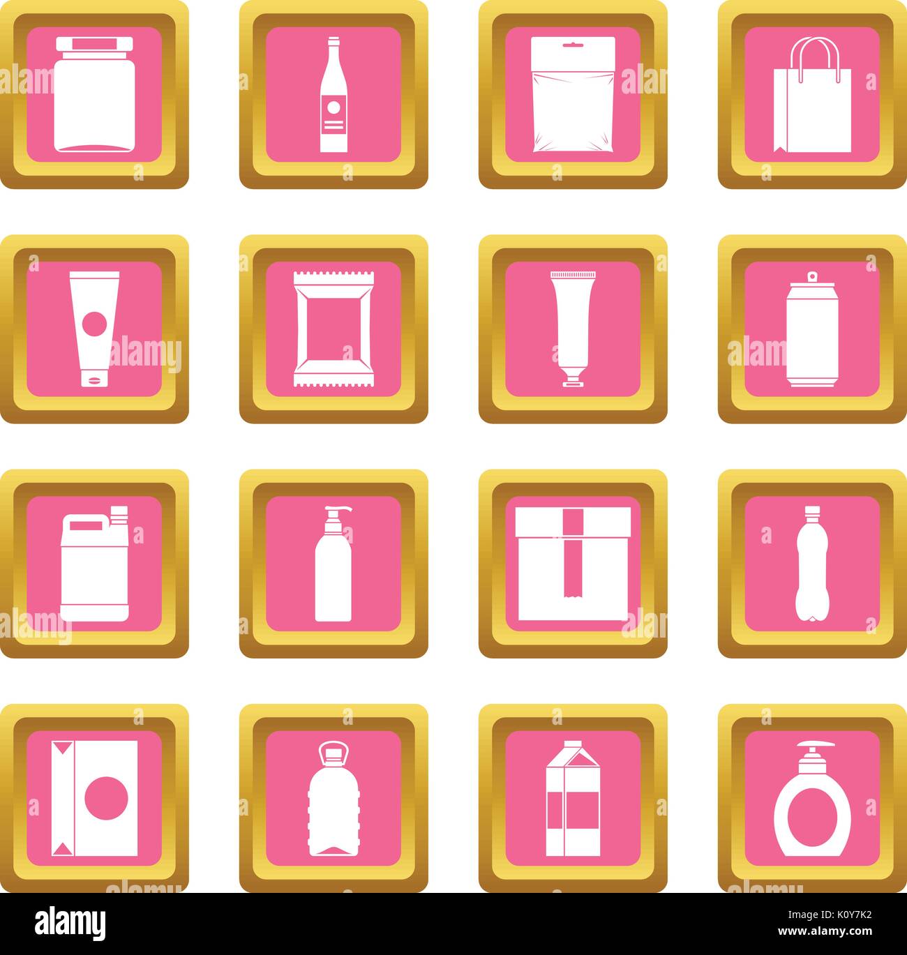 Packaging items icons pink Stock Vector Image & Art - Alamy