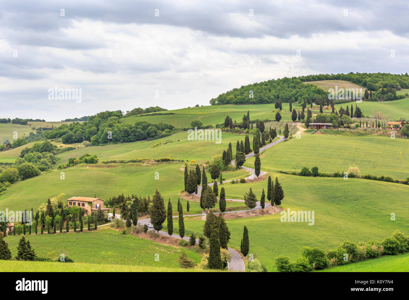 Monticchiello in the landscape of Val d'Orcia, Tuscany, Italy Stock ...