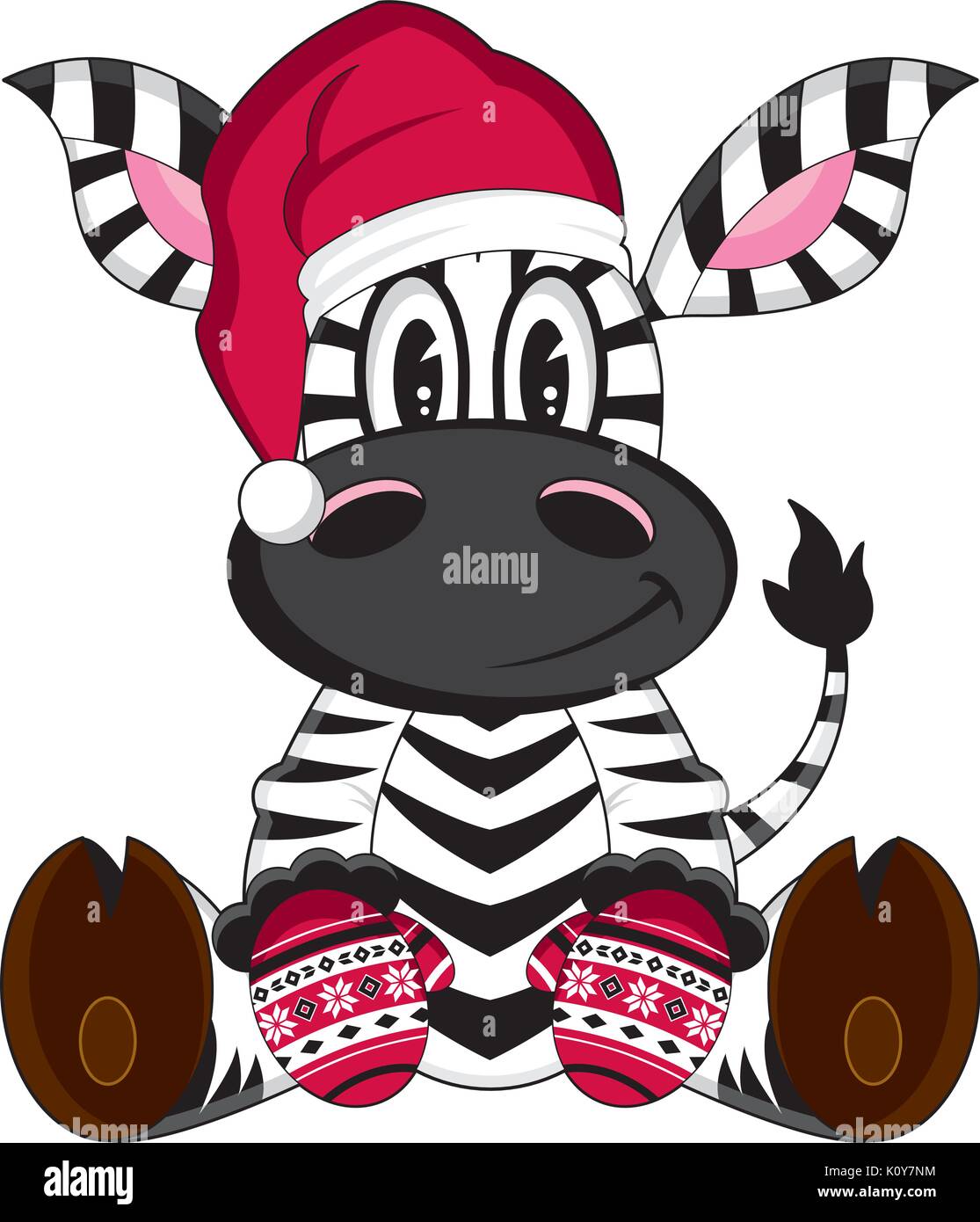 Cute Cartoon Zebra in Santa Claus Hat Vector Illustration Stock Vector ...