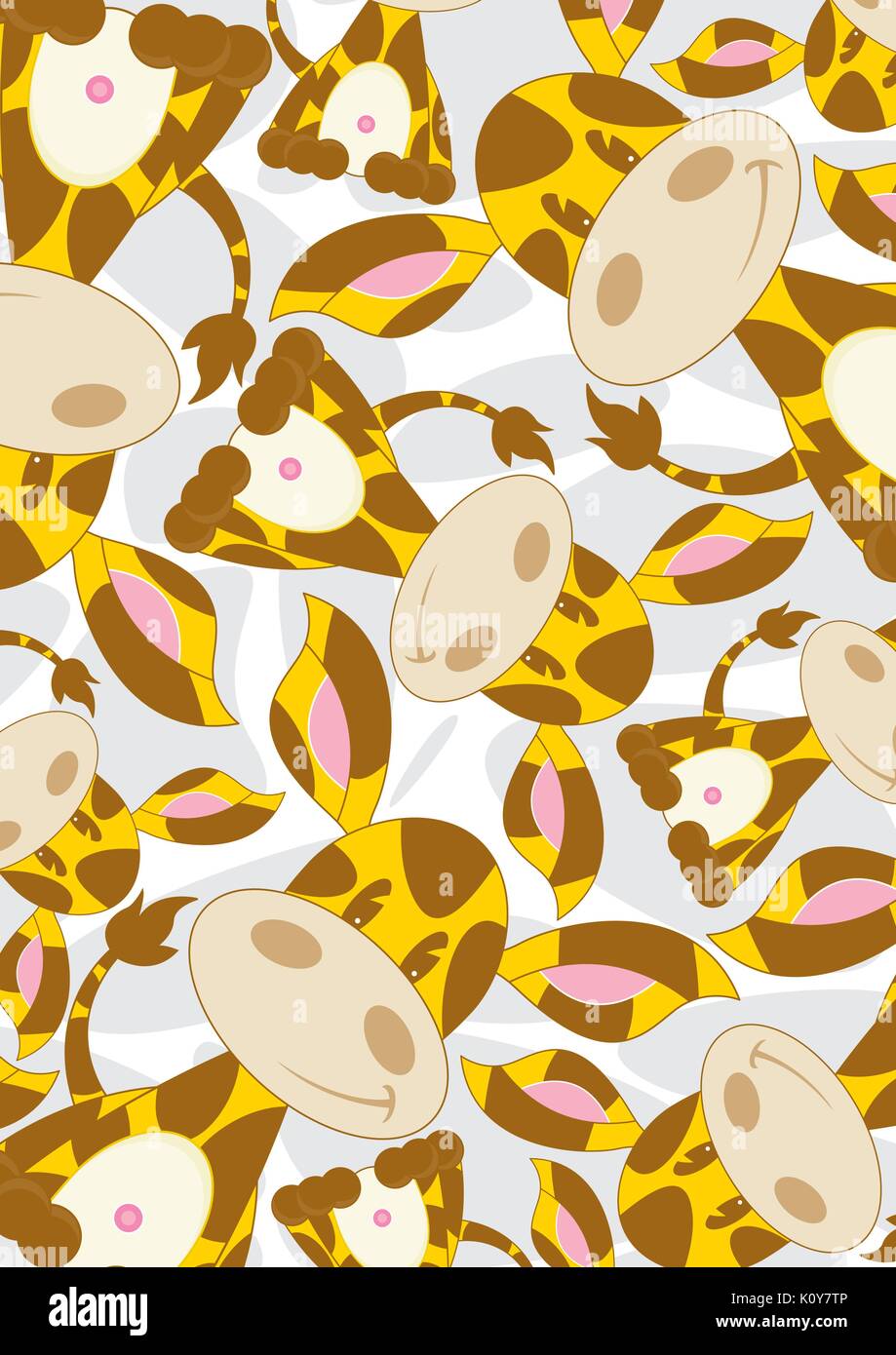 Cute Cartoon Giraffe Character Pattern Vector Illustration Stock Vector ...
