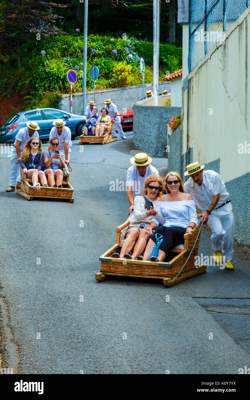 Madeira Funchal Toboggan Ride Stock Photos & Madeira Funchal Toboggan ...
