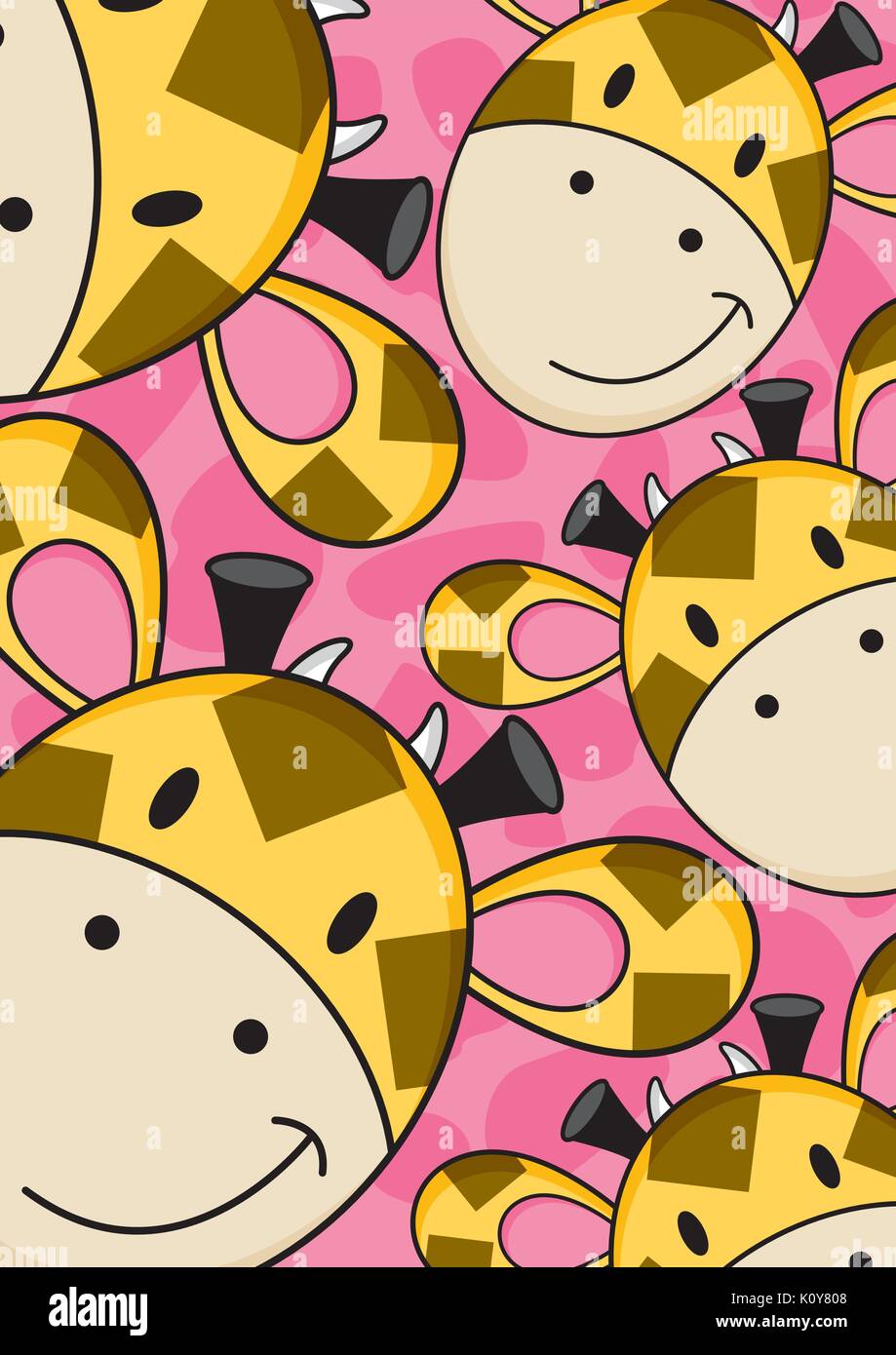 Cute Cartoon Giraffe Character Pattern Vector Illustration Stock Vector ...