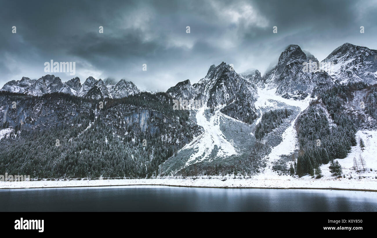 Wintery gosausee with mountain reflection hi-res stock photography and ...