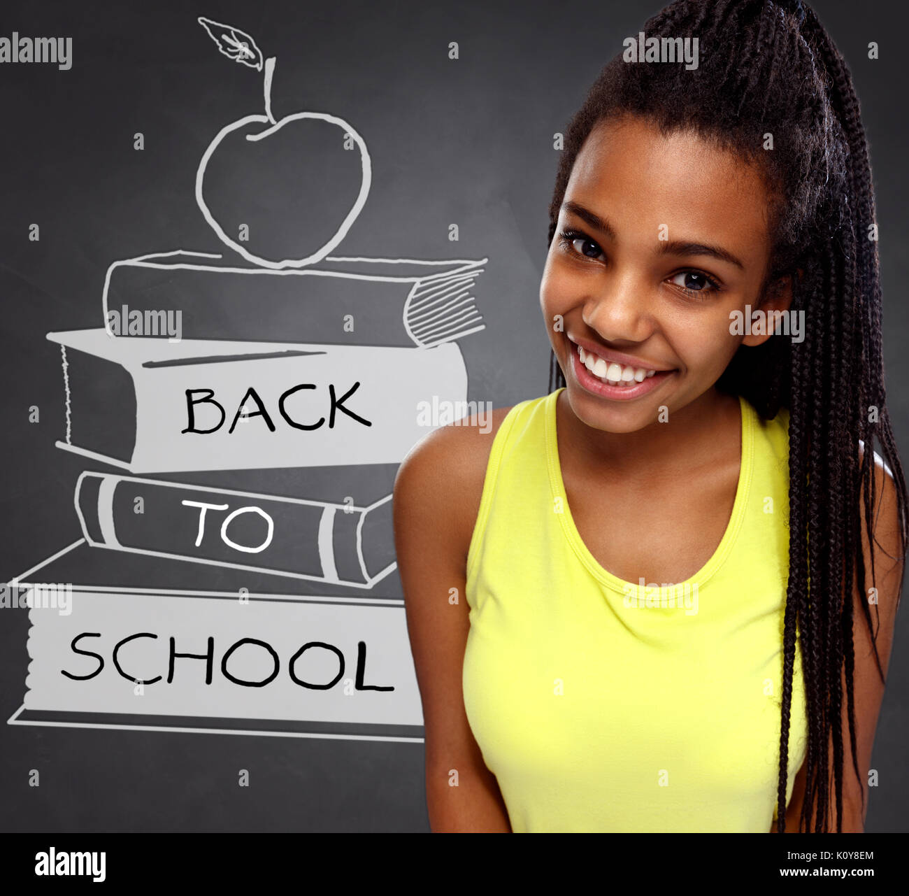 Back to school-happy smiling girl Stock Photo - Alamy