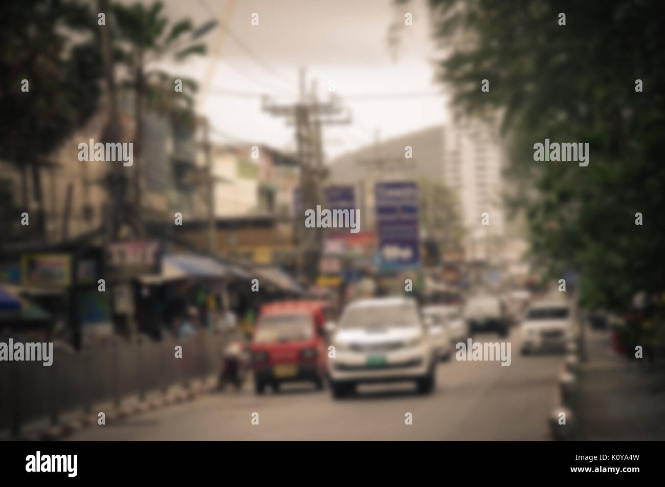 Blurred car on the road - Filter vintage Stock Photo - Alamy