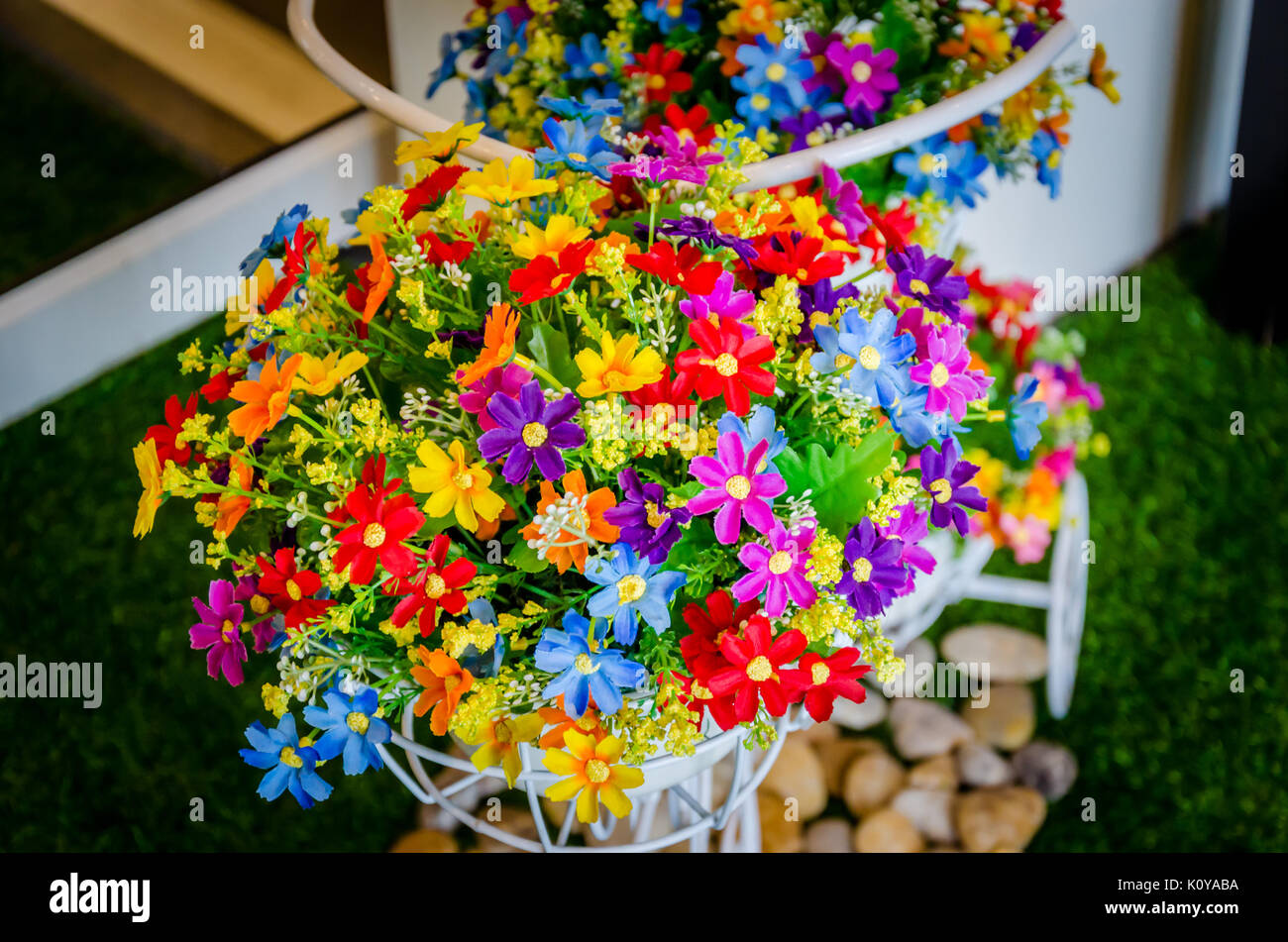 Flowers in pots white vintage Stock Photo - Alamy