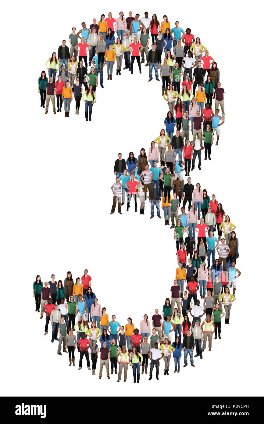Number three 3 group of people isolated on a white background Stock ...