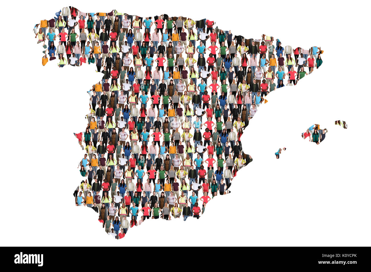 Spain map multicultural group of people integration immigration ...