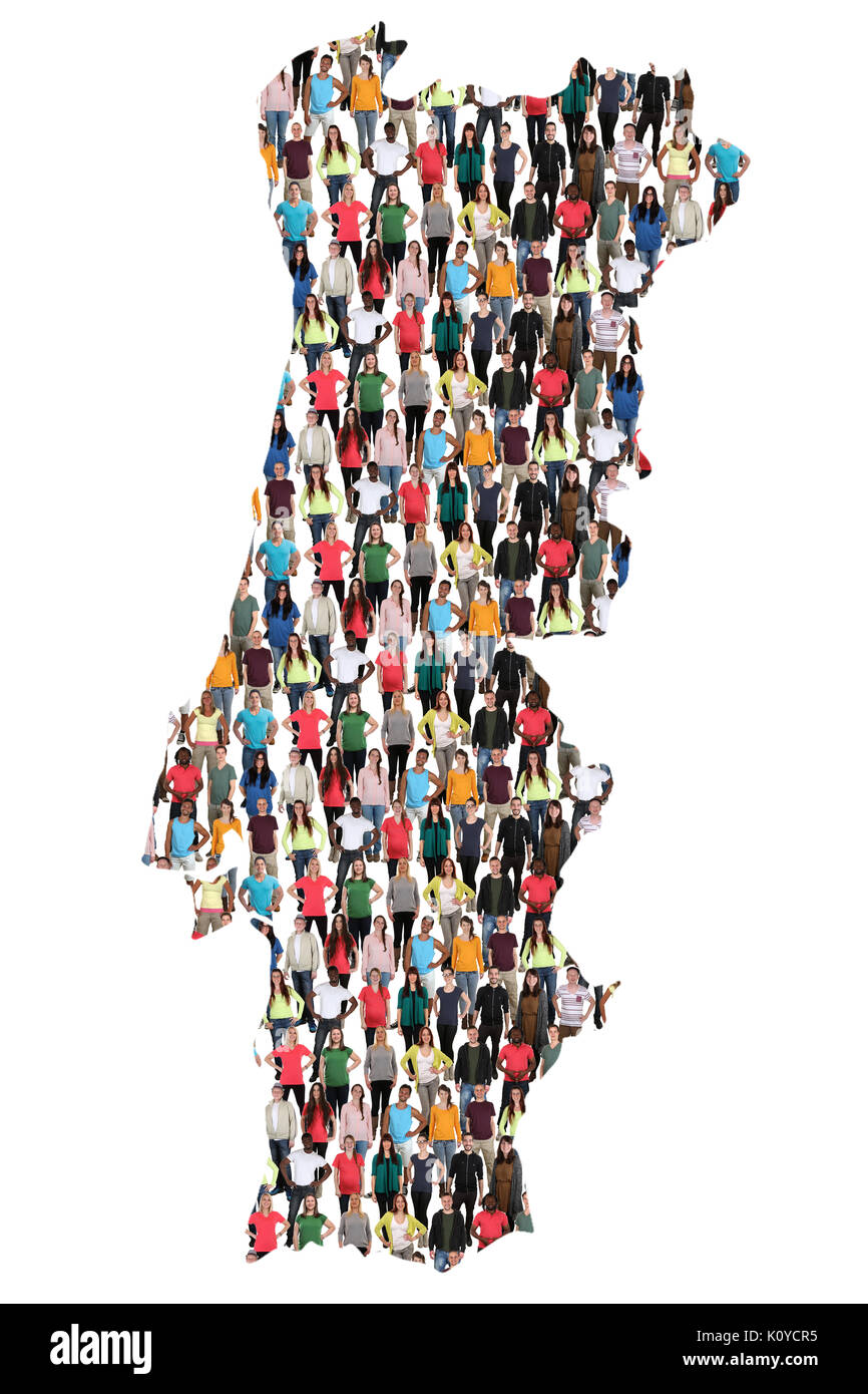 Portugal map multicultural group of people integration immigration ...