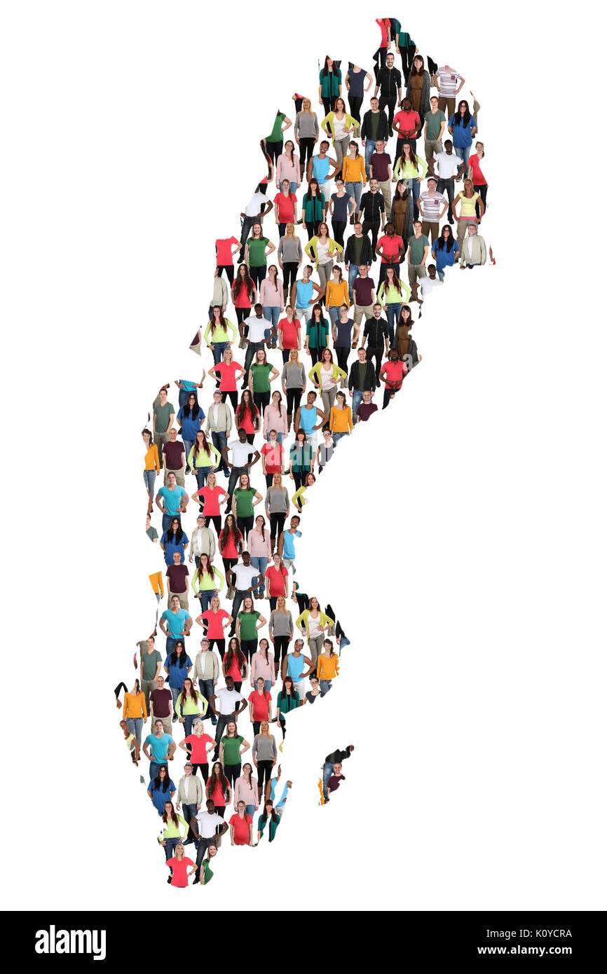 Sweden map multicultural group of people integration immigration ...
