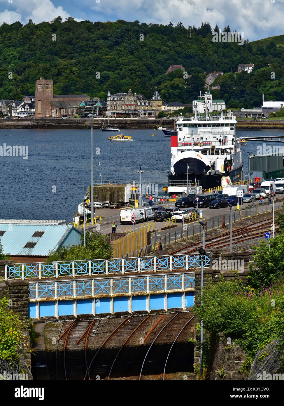 Oban Argyll and Bute Scotland CALMAC island ferry at the Oban ferry ...