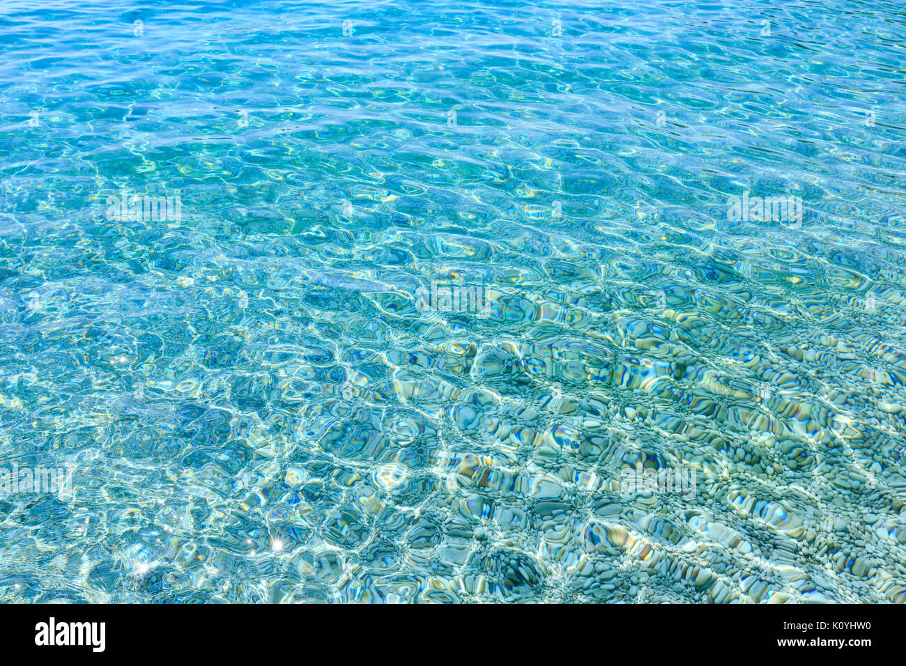 Blue sea flowing water surface with waves and some bottom view ...