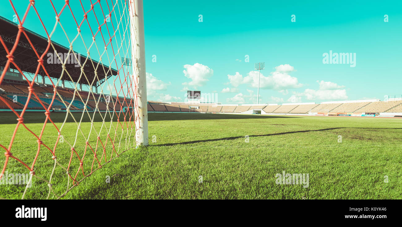 Green grass in soccer stadium , vintage tone Stock Photo - Alamy