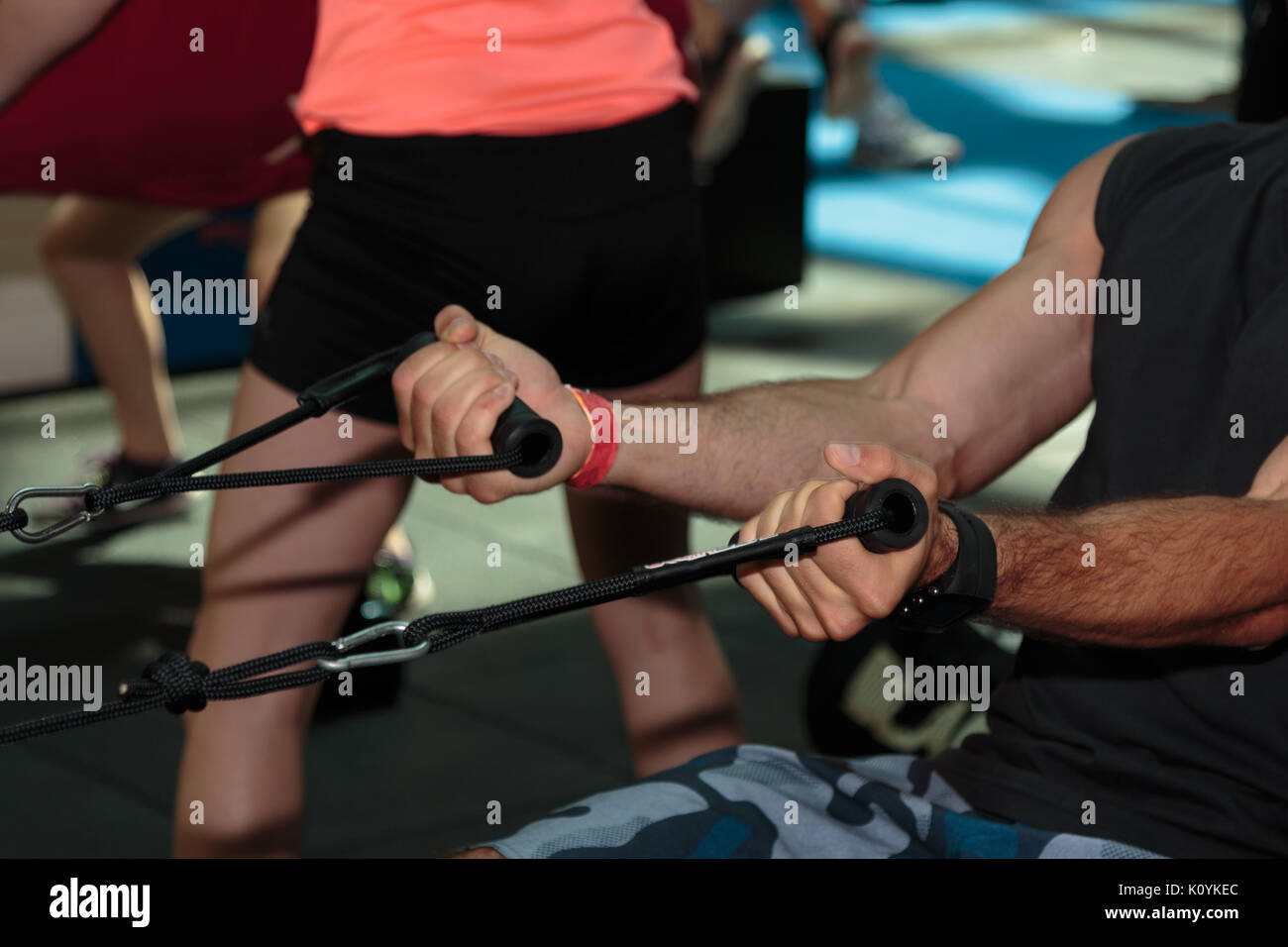 Fitness Workout in Gym: Boy doing Crossfit Exercises Stock Photo - Alamy