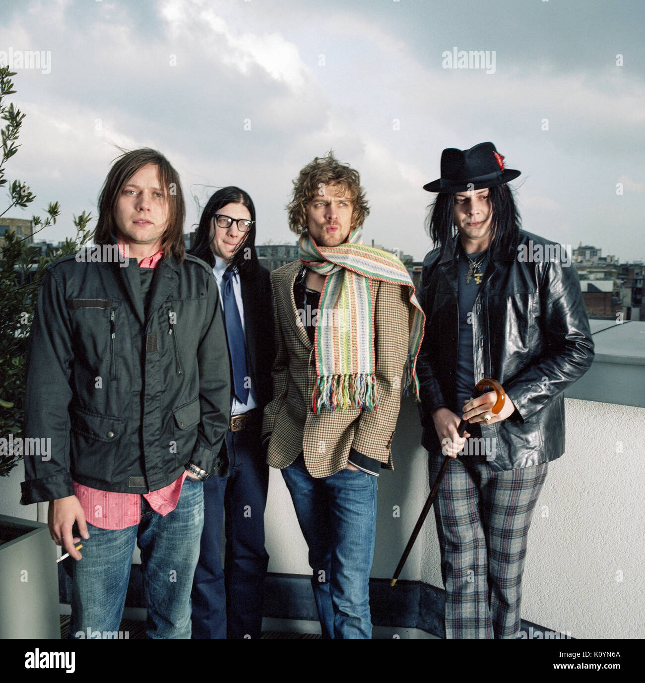 The Raconteurs an American rock band. featuring L-R Patrick Keeler ...