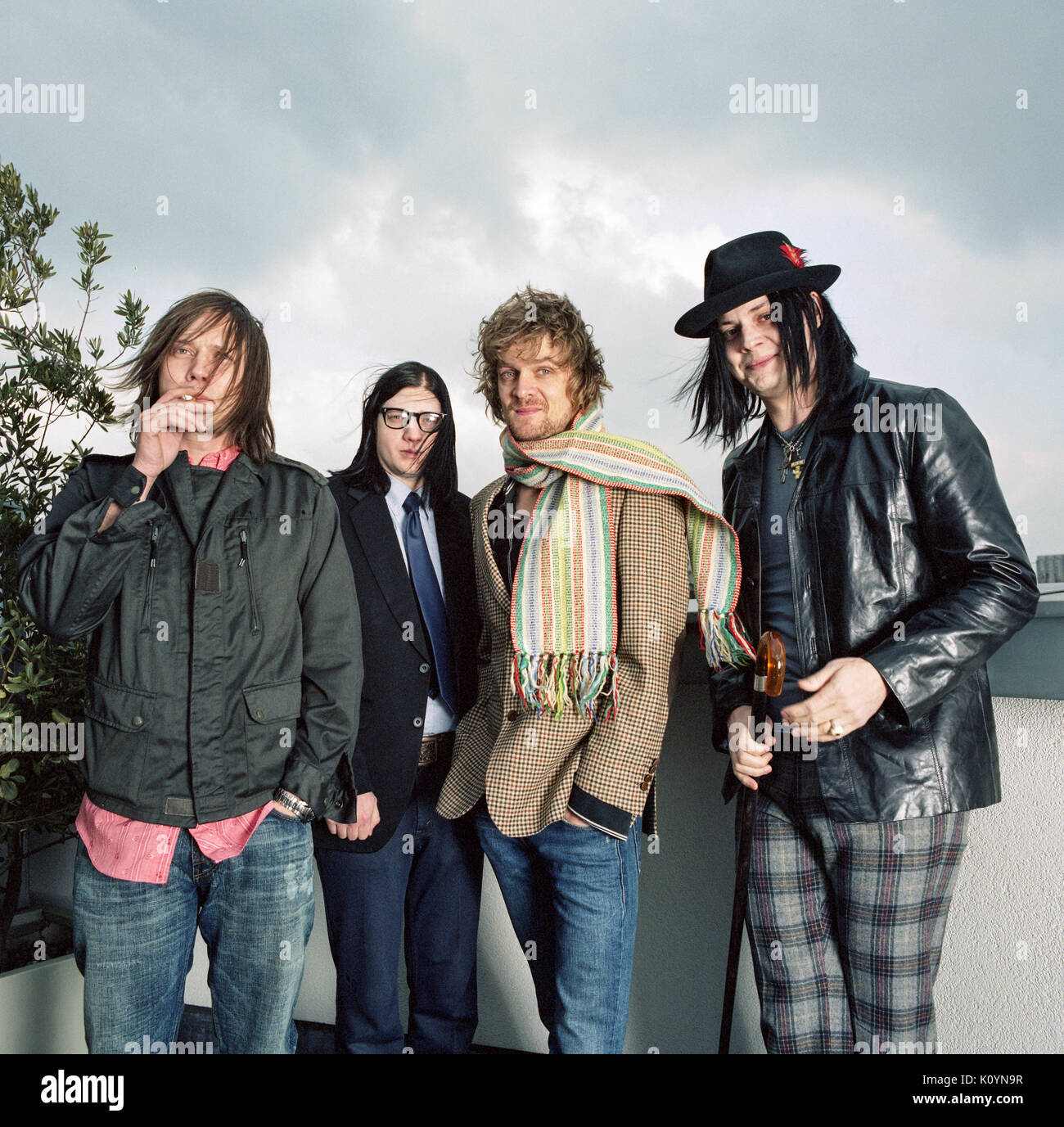 The Raconteurs an American rock band. featuring L-R Patrick Keeler ...