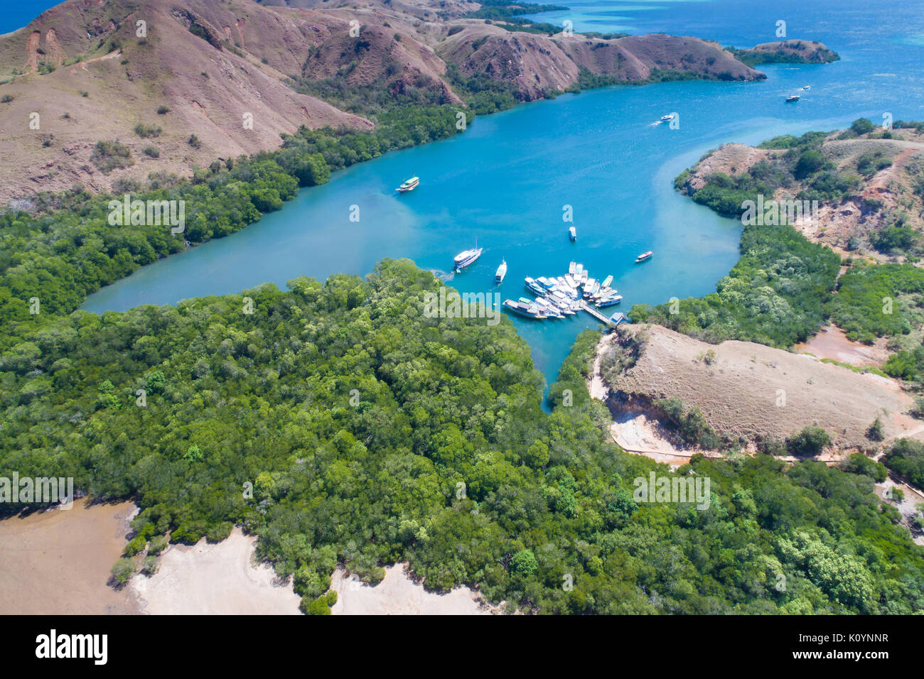 Aerial view, Komodo Island, Komodo National Park, Indonesia, Indian ...